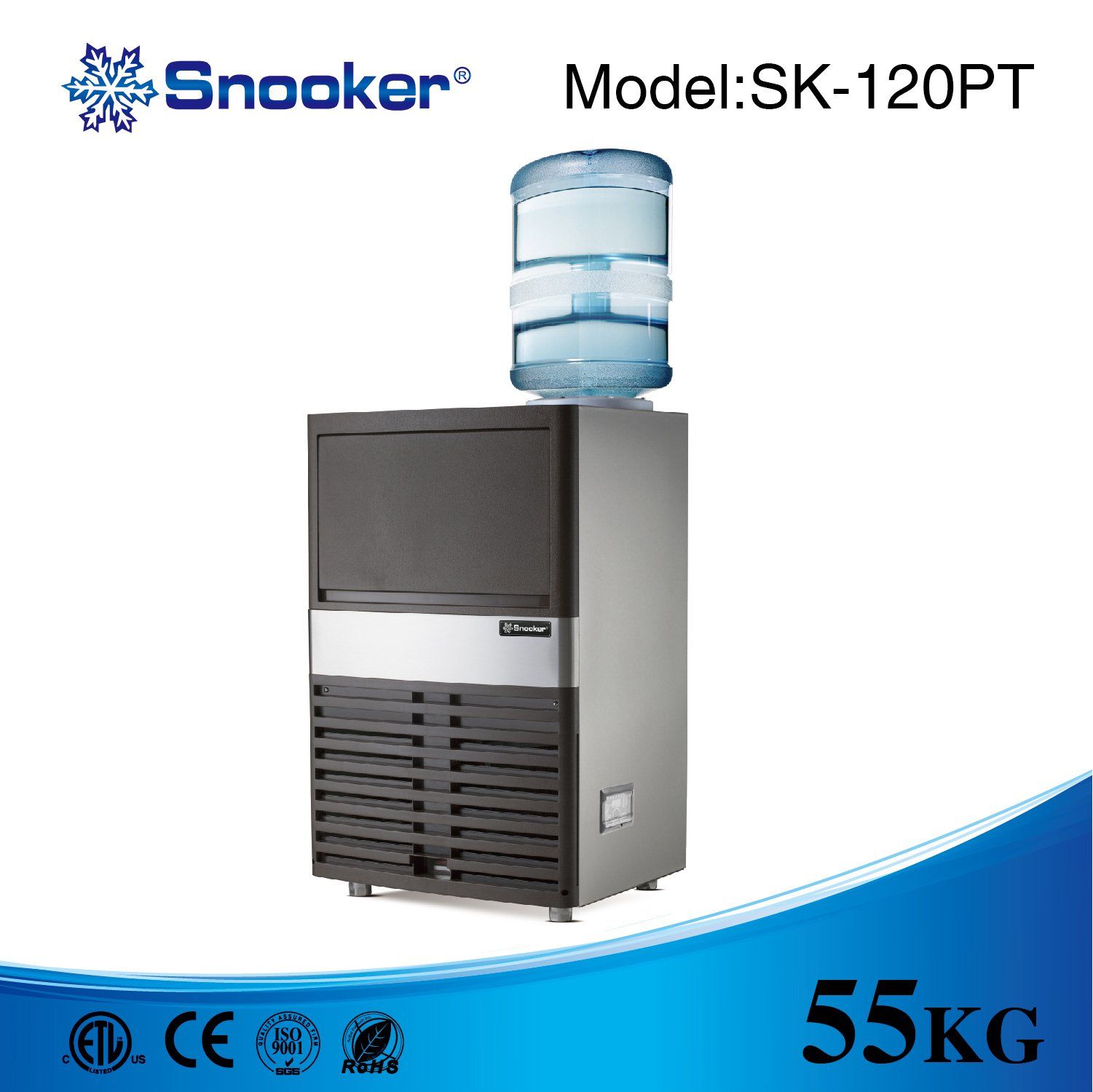304 Stainless Air Cooling Commercial Sk-120PT Bottled Water Ice Machine ...