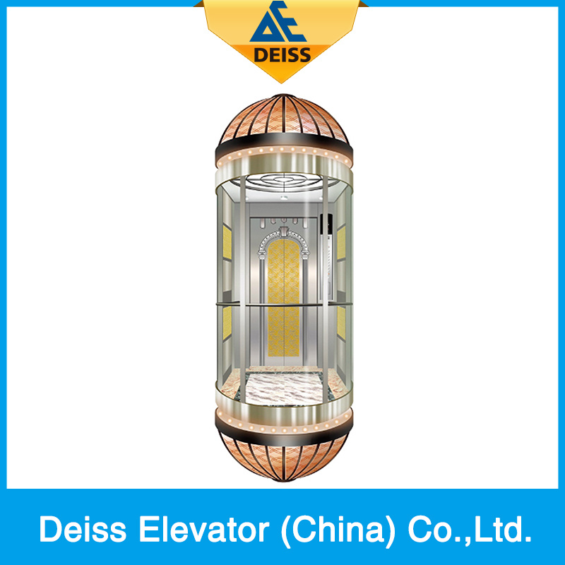 Vvvf Traction Drive Sightseeing Observation Panoramic Capsule Elevator - China-Crystal.com
